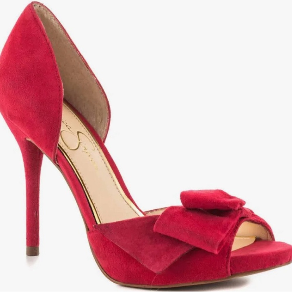 Jessica Simpson Pink Suede Peep Toe Pumps - Gem